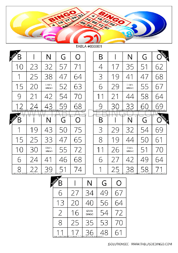 Tablas de Bingo - Personaliza, Descarga en PDF e Imprime